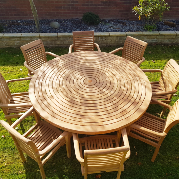 oval teak garden table premium edition - Teak Garden Furniture Outlet